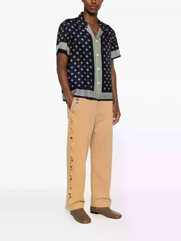 BODE Embroidered Trousers - Neutrals