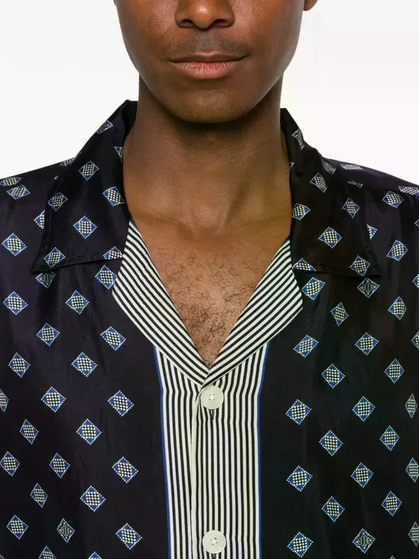 BODE Foyer Diamond Shirt - Blue