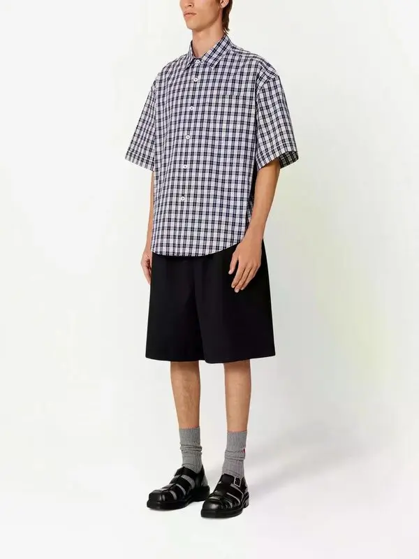 AMI Paris Gingham Pattern Short-sleeved Shirt