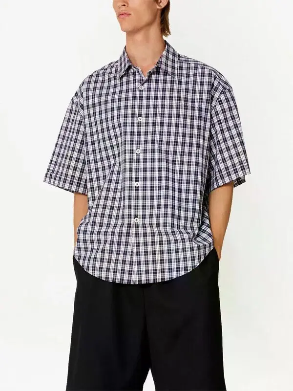 AMI Paris Gingham Pattern Short-sleeved Shirt
