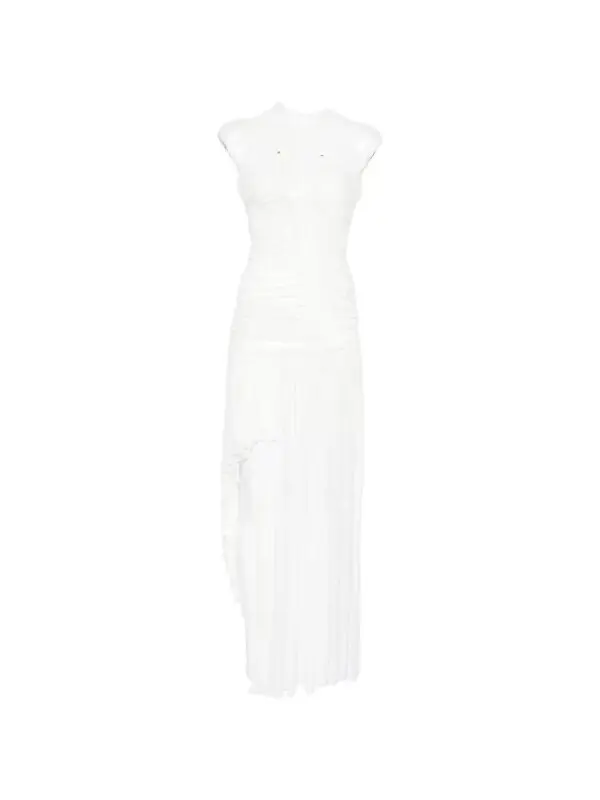 Christopher Esber Arced Ruched Asymmetric Dress - White