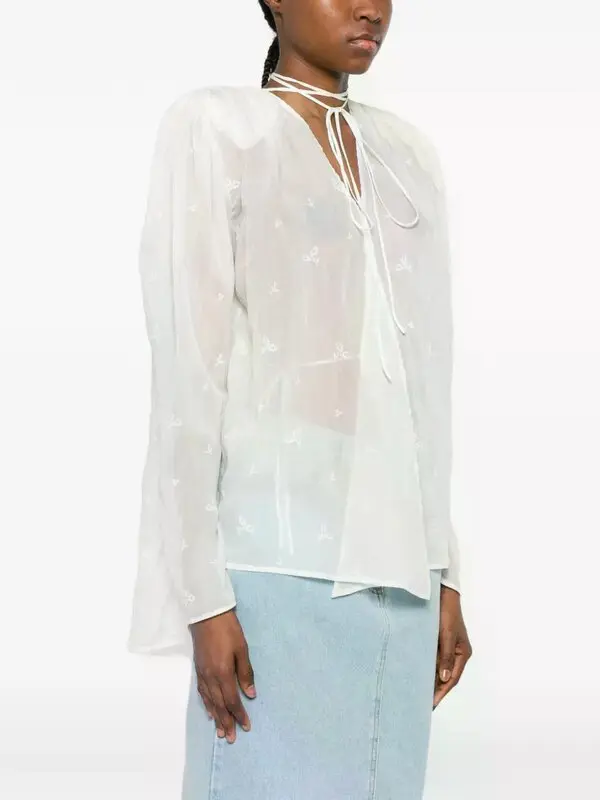 Magda Butrym Floral-embroidered Ruffled Blouse
