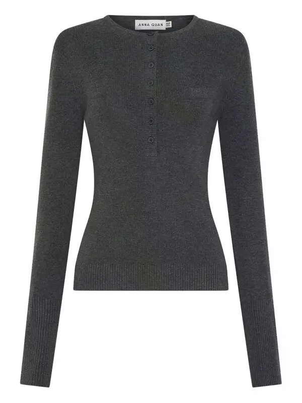 Anna Quan Ribbed Knit Button Top