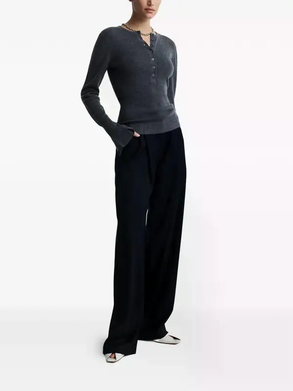 Anna Quan Ribbed Knit Button Top