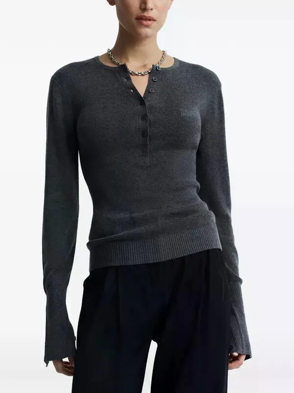 Anna Quan Ribbed Knit Button Top