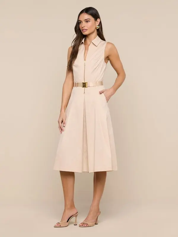 L'Agence Kylo Poplin Shirt Dress - Biscuit