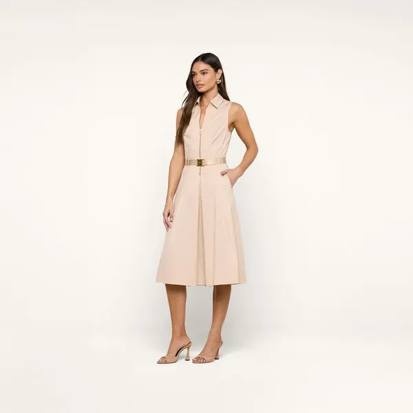 L'Agence Kylo Poplin Shirt Dress - Biscuit