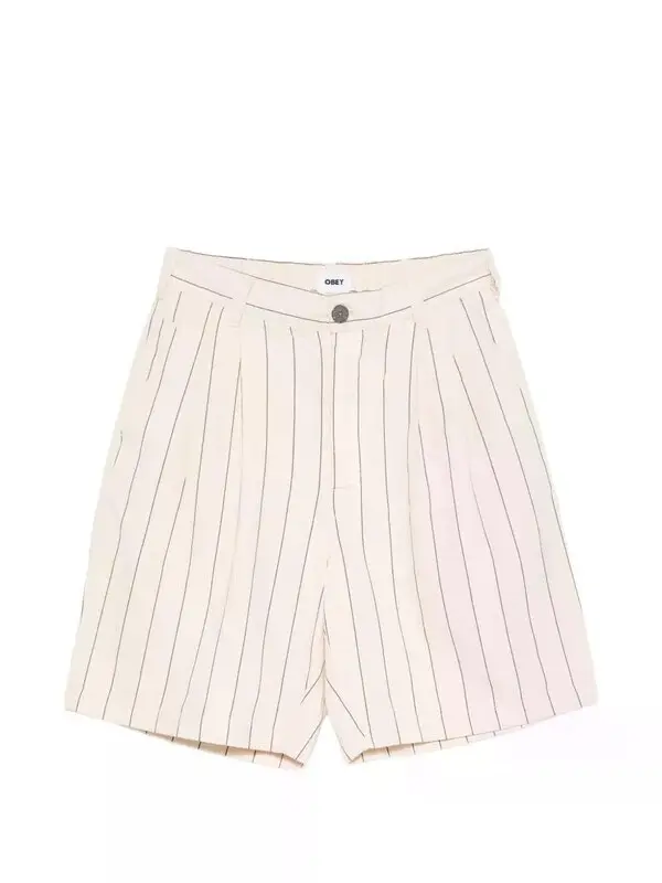 Obey Pinstripe Pattern Pleated Shorts