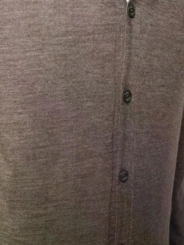 Fedeli V-neck Ribbed Knit Cardigan - Brown