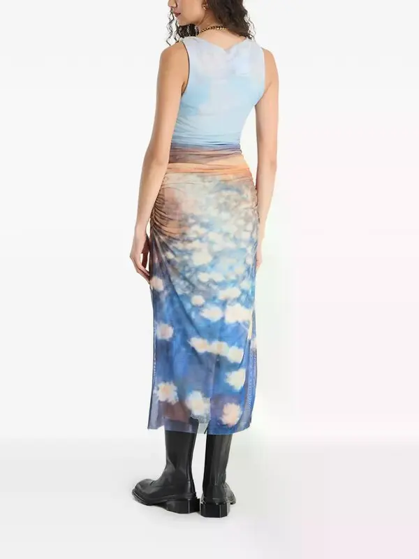 Desigual Cloud Print Ruched Dress