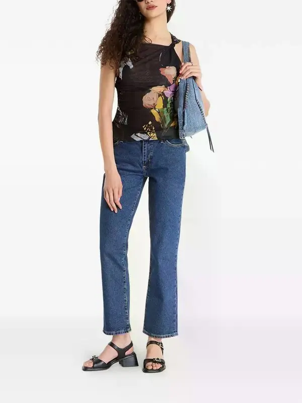 Desigual Floral Print Mesh Knit Top