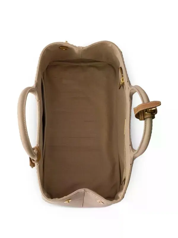 Prada Jardinière Large Cotton Canvas Handbag - Neutrals