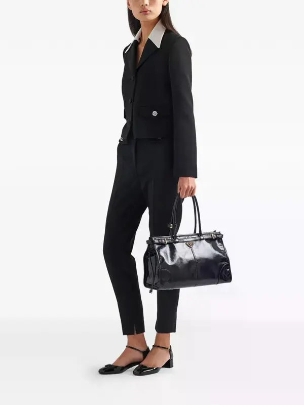 Prada Bonnie Large Leather Handbag - Black