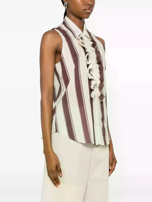 DIEGA Striped Ruffle Blouse