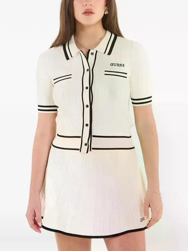 Guess Cable-knit Tipped Polo Sweater