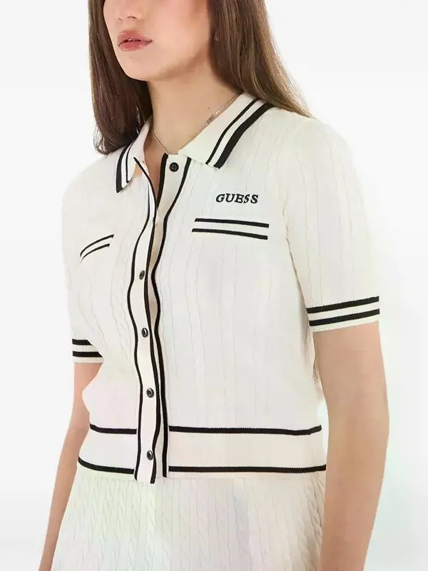 Guess Cable-knit Tipped Polo Sweater