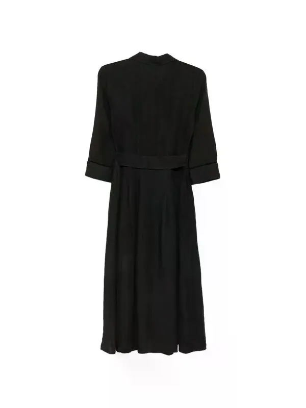 120% Lino Belted Button-down Midi Dress