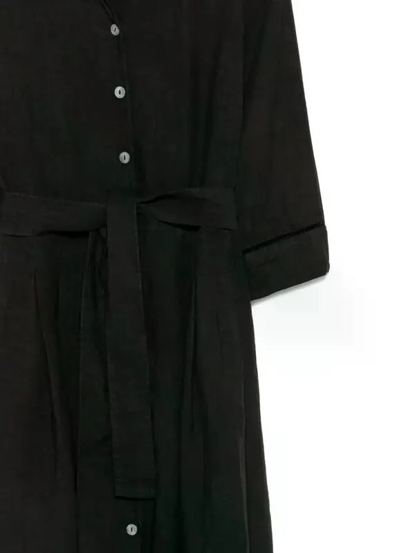 120% Lino Belted Button-down Midi Dress