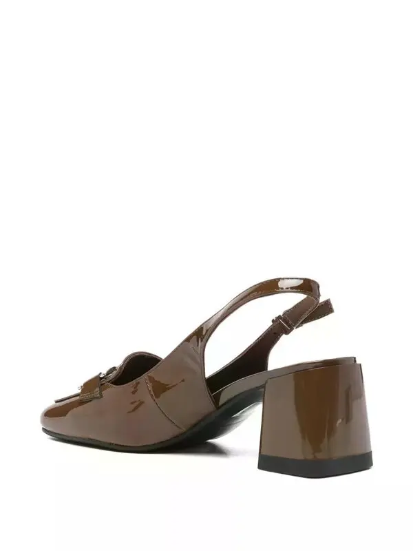 LINDA BAUMANN Patent Slingback Pumps - Brown