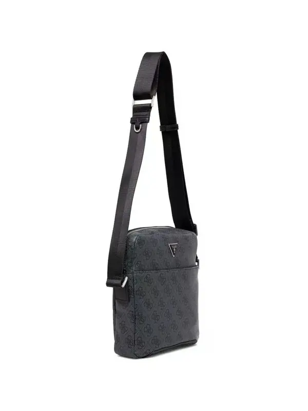 Guess Monogram-print Messenger Bag With Logo Plaque