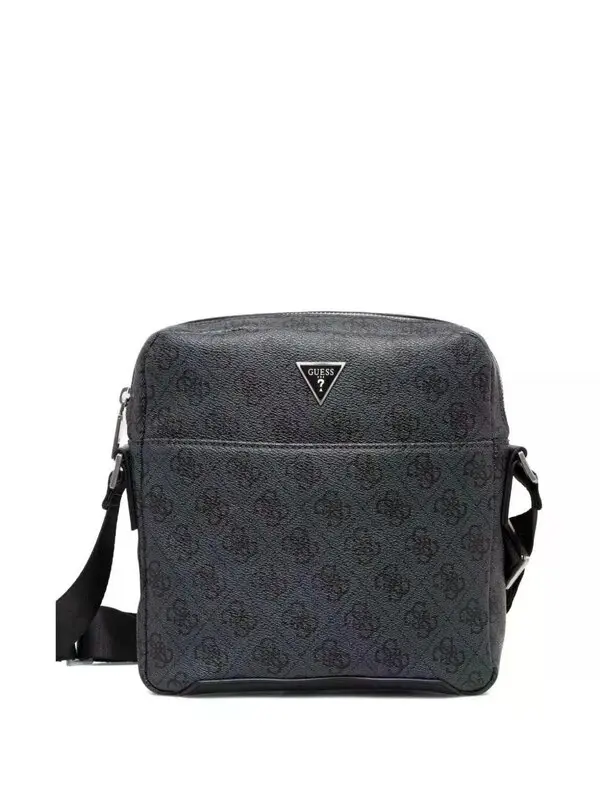 Guess Monogram-print Messenger Bag With Logo Plaque