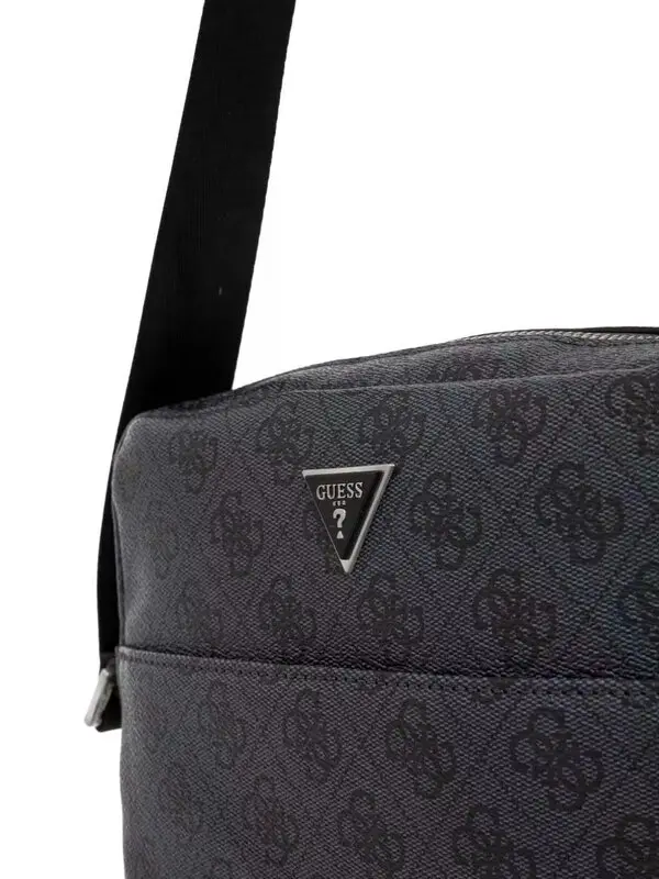 Guess Monogram-print Messenger Bag With Logo Plaque