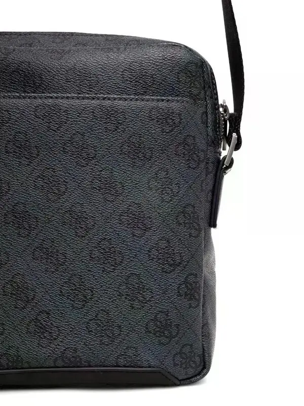 Guess Monogram-print Messenger Bag With Logo Plaque