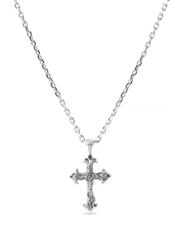 Emanuele Bicocchi Rose Cross Pendant Necklace - Silver