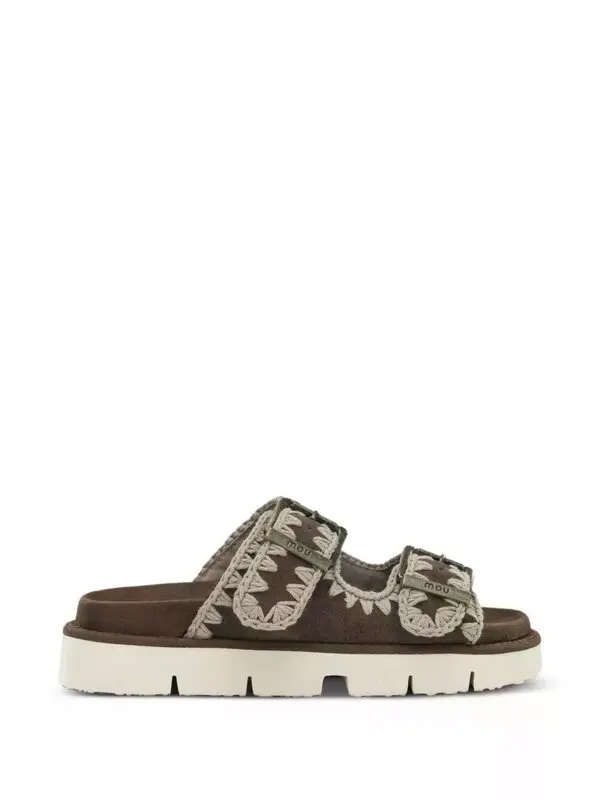 Mou Crochet-trimmed Buckled Sandals
