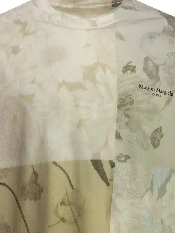 MAISON MARGIELA Floral-print Crew-neck T-shirt - Neutrals