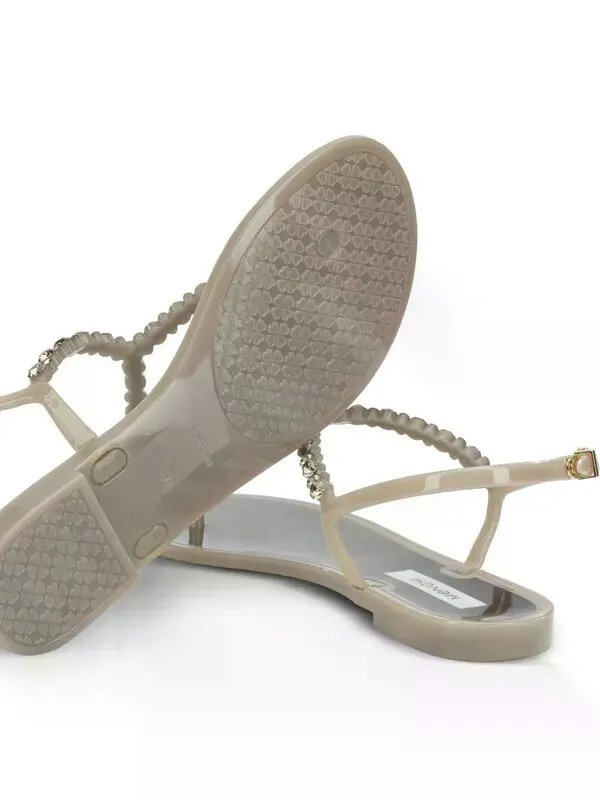Menghi Crystal-embellished Slingback Flat Sandals - Neutrals