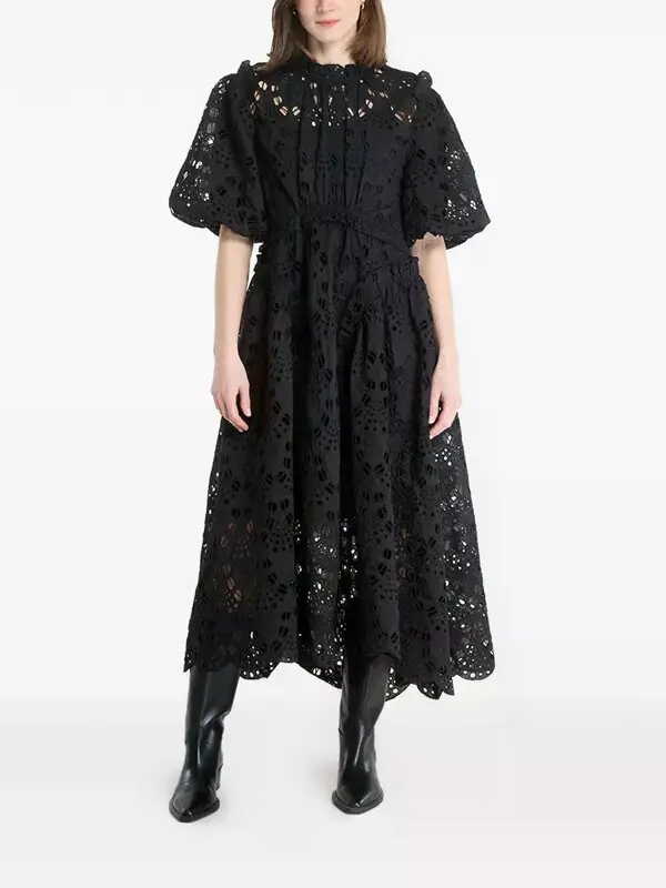 ALLSAINTS Odette Broderie-anglaise Midi Dress - Black