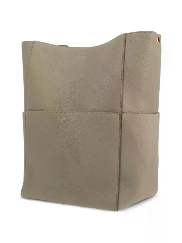 Celine 2010s Sac Sangle Grained Shoulder Bag - Neutrals
