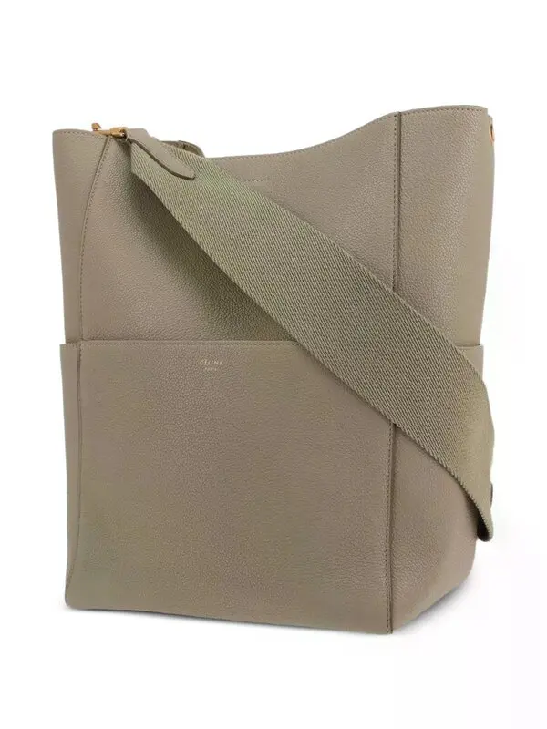 Celine 2010s Sac Sangle Grained Shoulder Bag - Neutrals