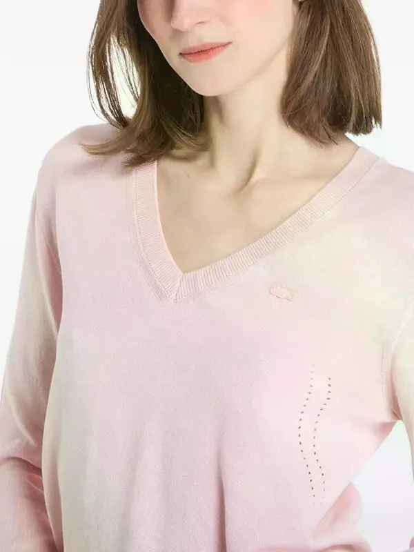 Lacoste Logo-patch V-neck Cotton Sweater