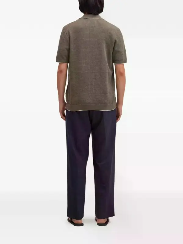 Nn07 Textured Knit Button-front Polo Shirt - Green