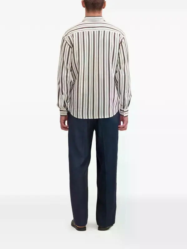 Nn07 Deon Striped Chest-pocket Shirt