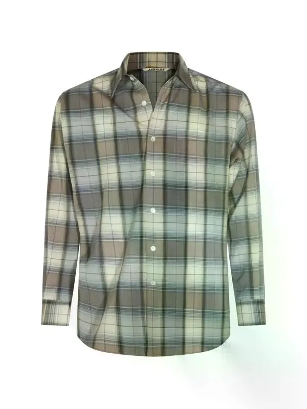 Auralee Check-pattern Shirt - Grey