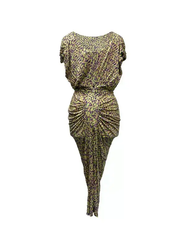 Saloni Printed Ruched Dress - Green