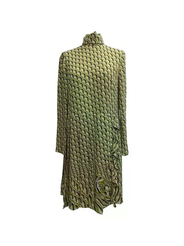 Prada Pleated Geometric-print Dress