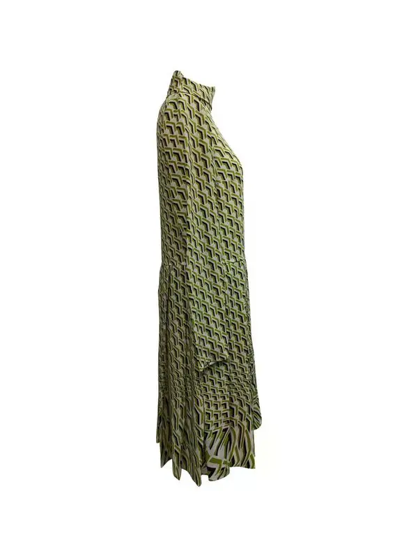 Prada Pleated Geometric-print Dress