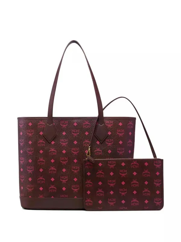 Mcm Visetos Monogram Print Tote Bag
