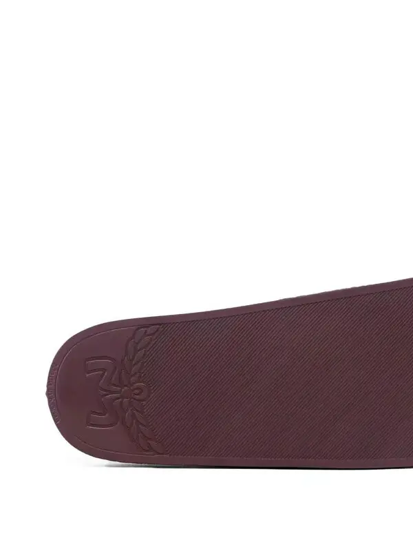 Mcm Monogram-print Slides - Brown