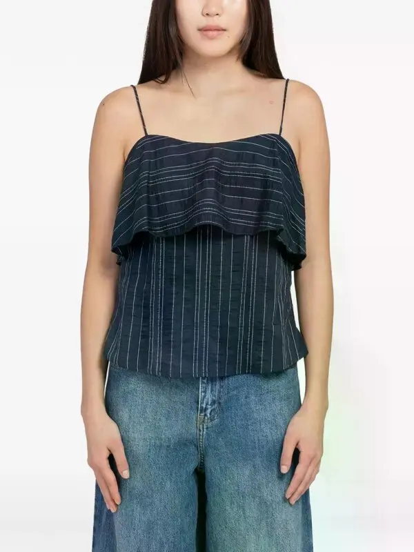 MINIMUM Ruffled Pinstripe Top