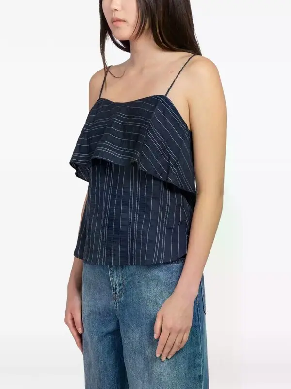 MINIMUM Ruffled Pinstripe Top