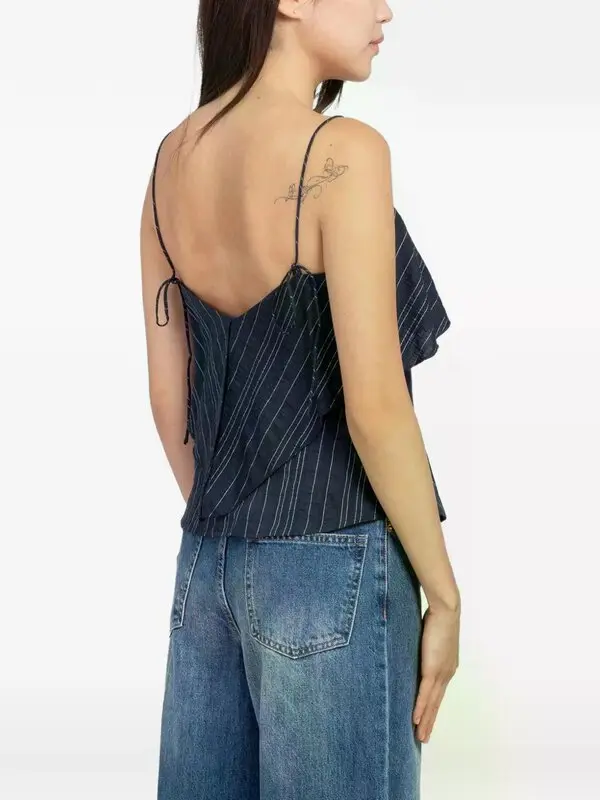 MINIMUM Ruffled Pinstripe Top