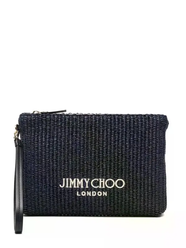 JIMMY CHOO Woven Logo-print Clutch