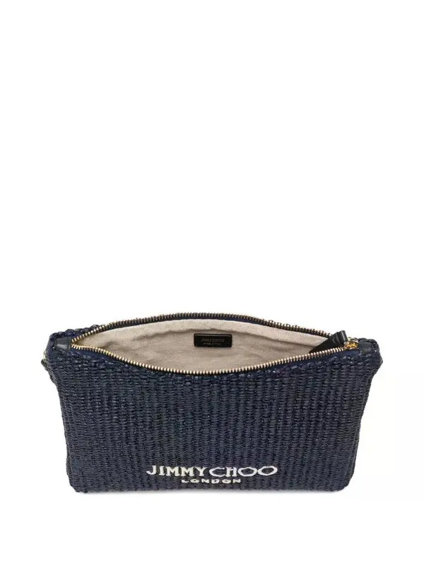 JIMMY CHOO Woven Logo-print Clutch