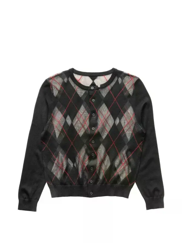 SPENCER BADU Argyle-pattern Mesh Cardigan