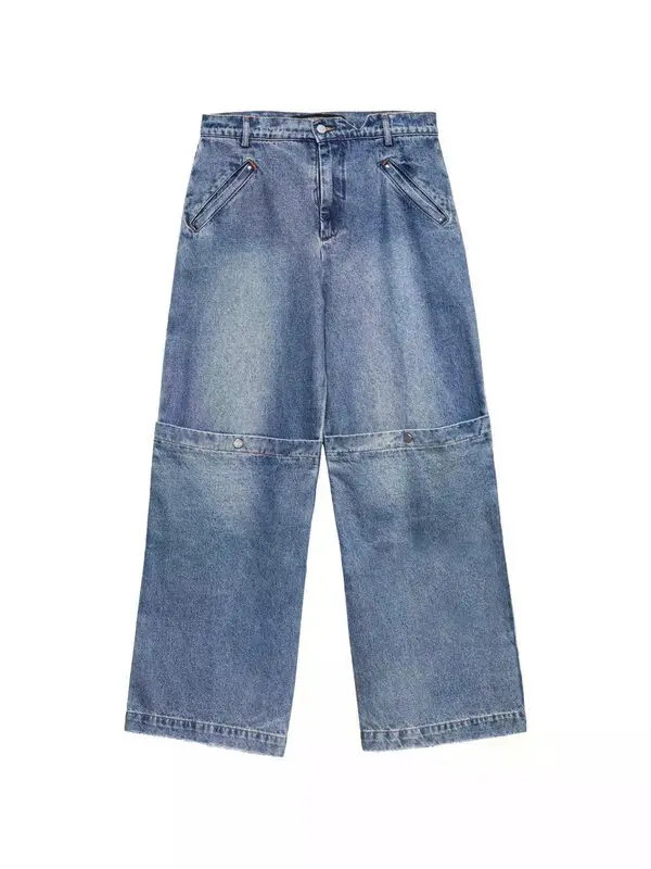 SPENCER BADU Patchwork Detail Wide-leg Jeans